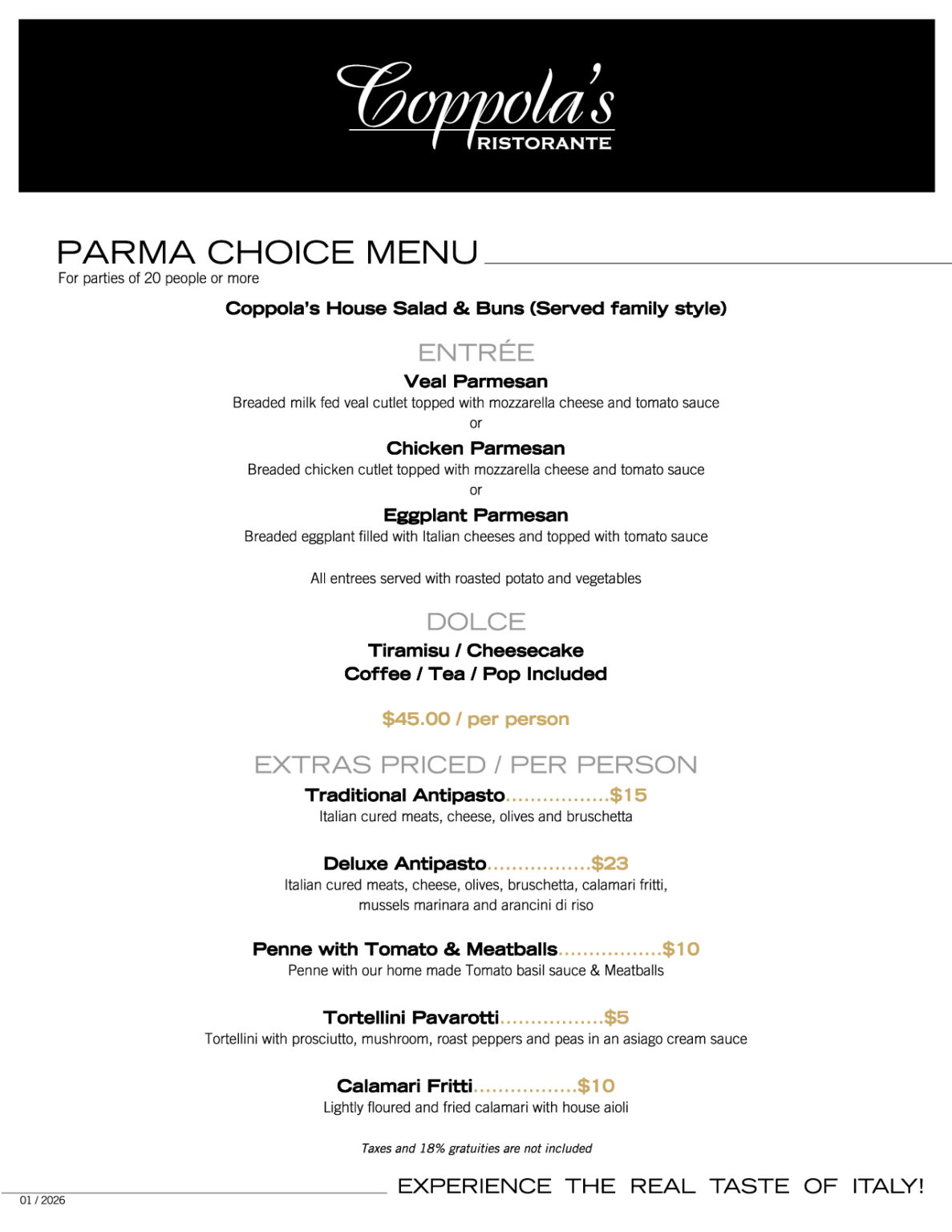 Choice Menus | coppolas.ca